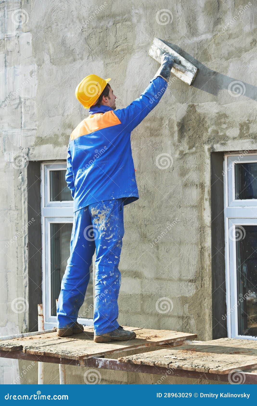 Facade Builder Plasterer At Work Royalty-Free Stock Photo ...