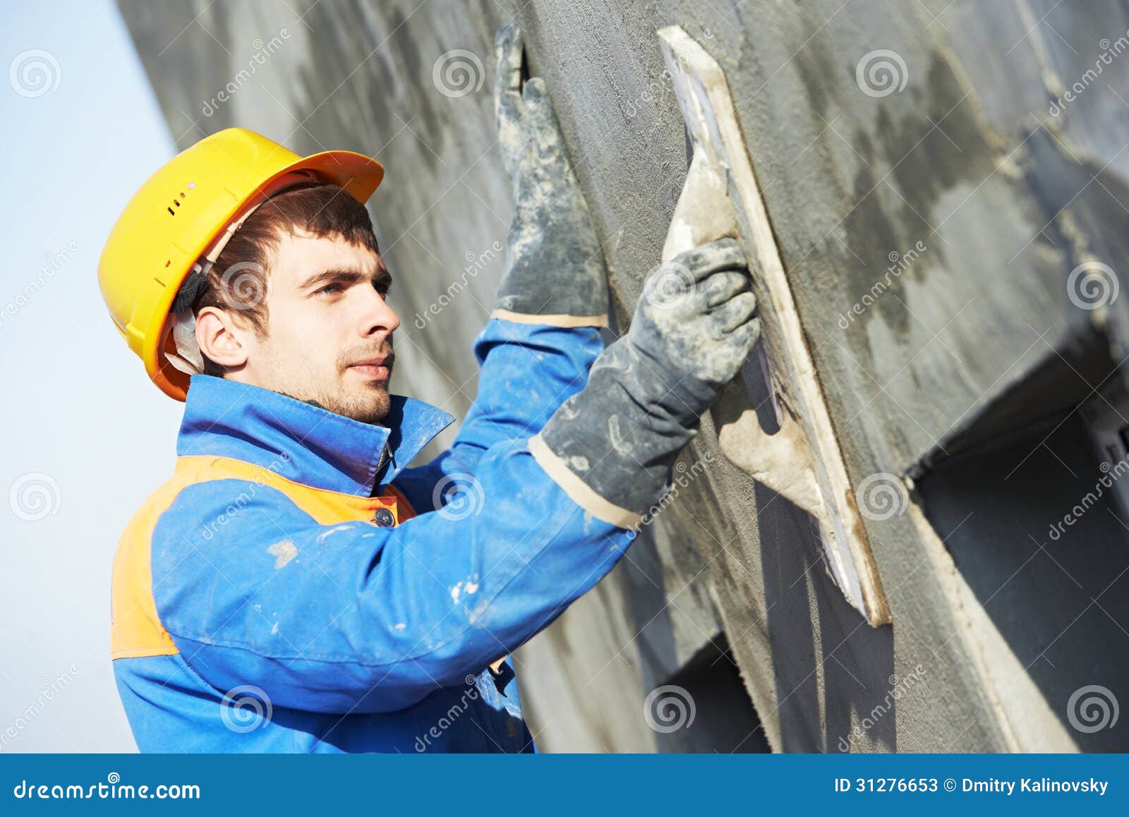 Facade Builder Plasterer at Work Stock Image - Image of facade, painter ...