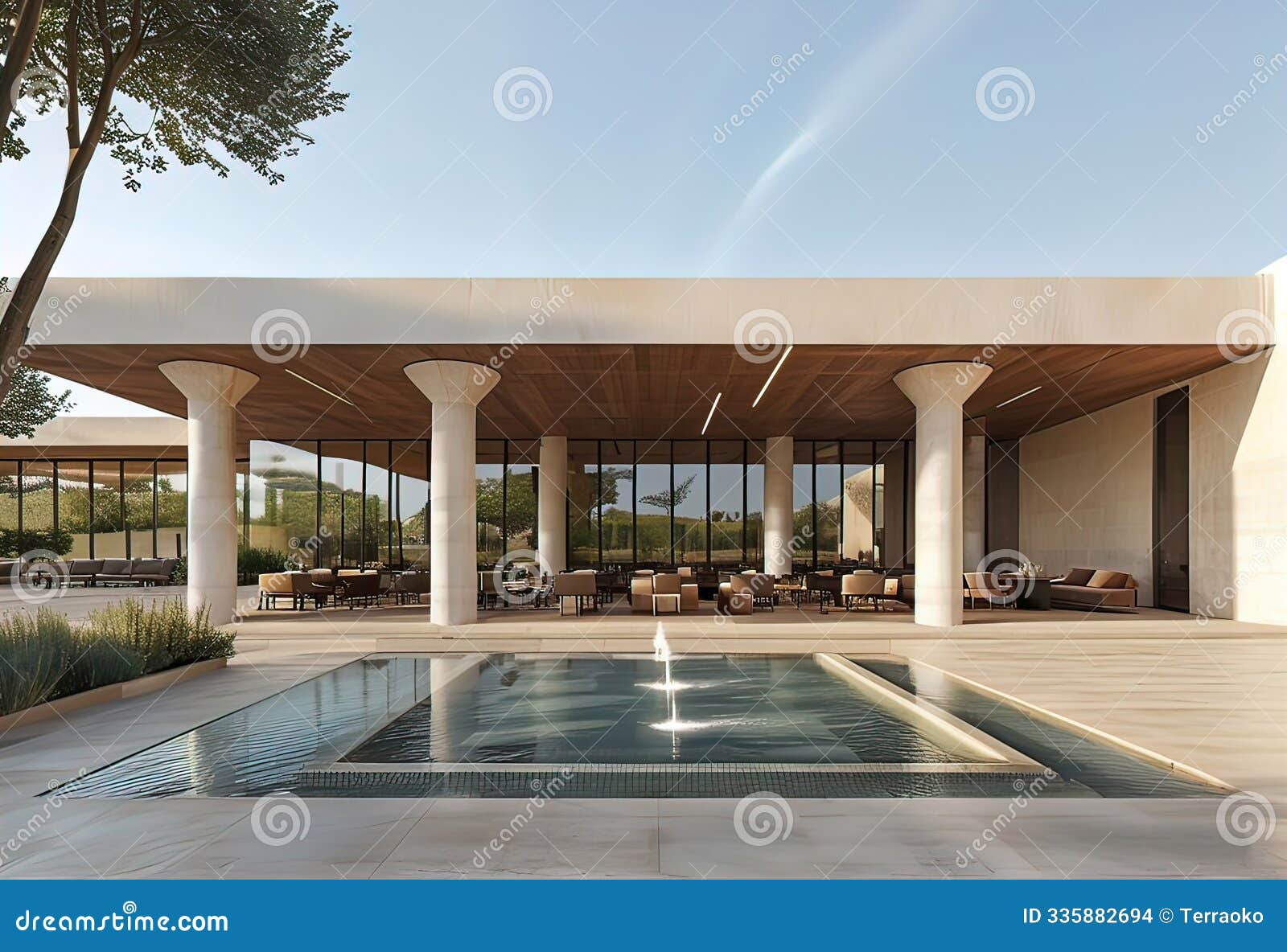 Facade of a Building in Andalusian Design, Rectangular Shape, Long ...