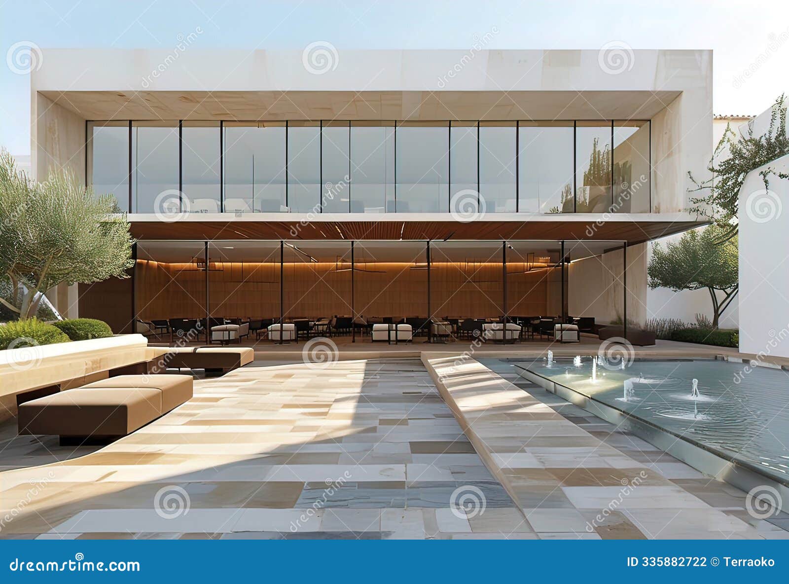 Facade Of A Building In Andalusian Design, Rectangular Shape, Long ...