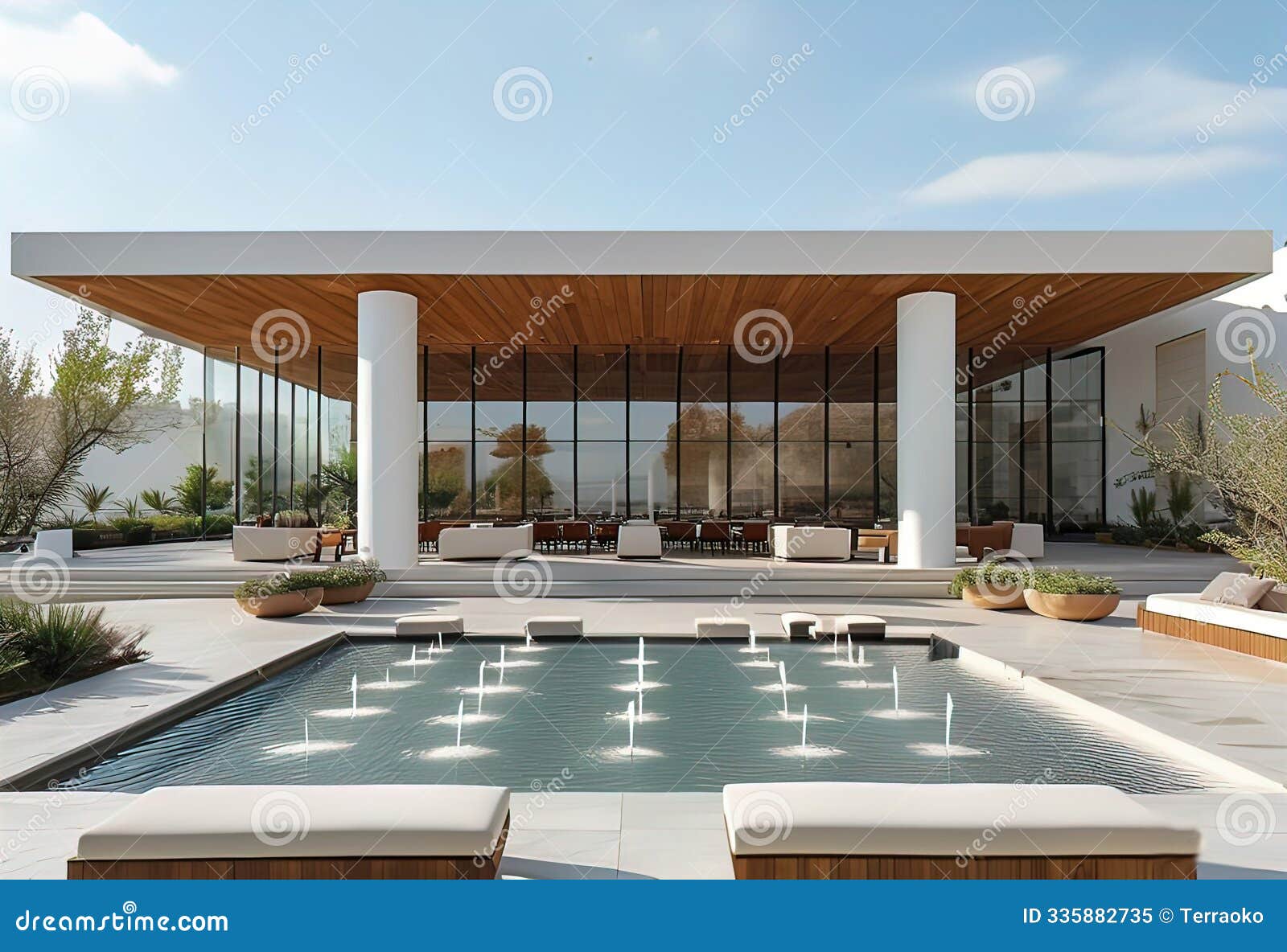 Facade of a Building in Andalusian Design, Rectangular Shape, Long ...