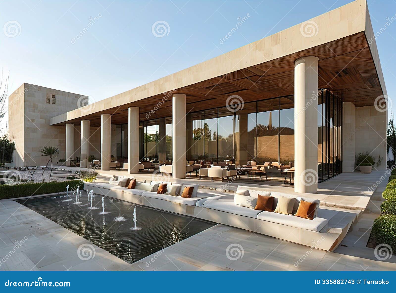 Facade Of A Building In Andalusian Design, Rectangular Shape, Long ...