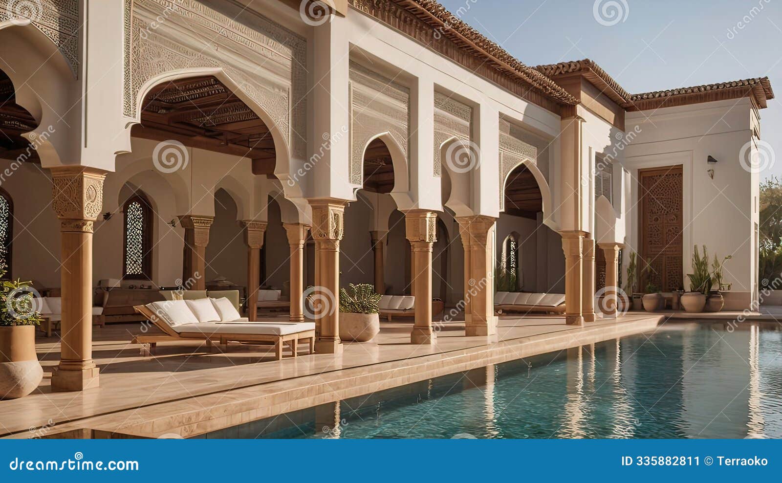 Facade Of A Building In Andalusian Design, Rectangular Shape, Long ...