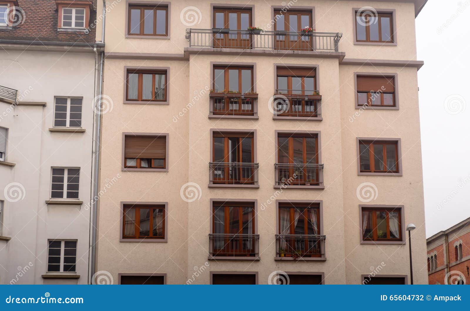 Facade Building with Balconies in Strasburg Stock Photo - Image of ...