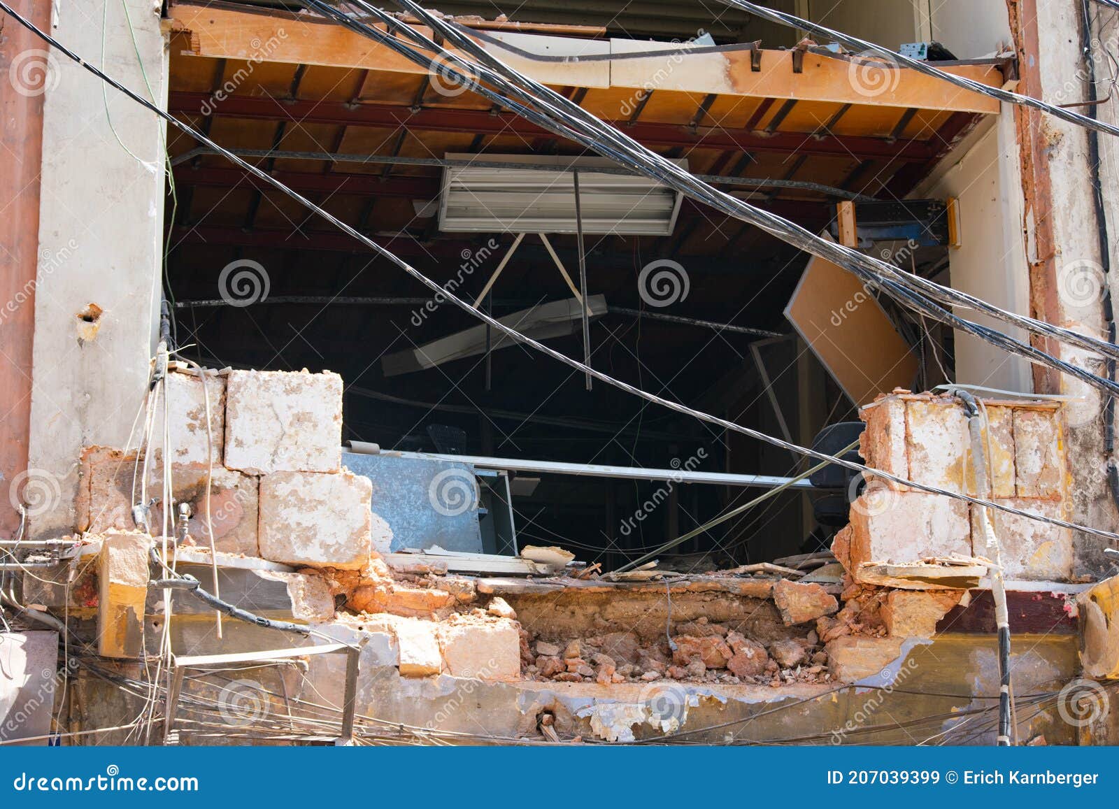 Facade of a Building Collapsed in an Explosion Stock Image - Image of ...