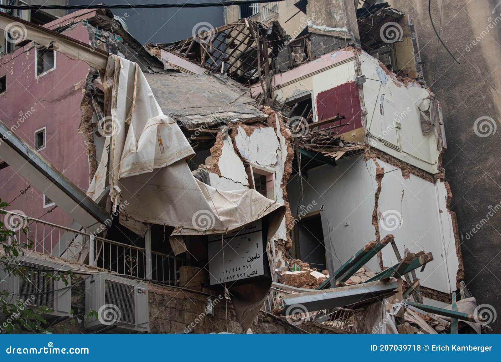 Facade of a Building Collapsed in an Explosion Editorial Stock Photo ...