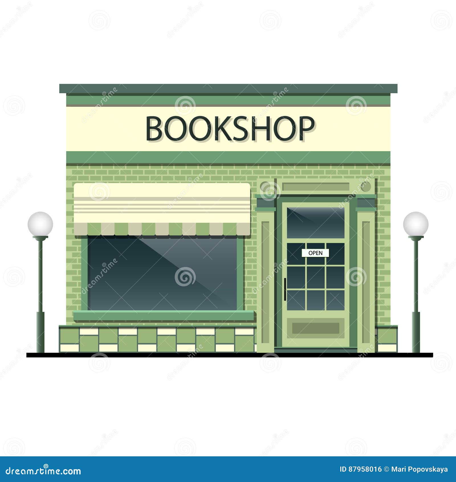 Facade of the Building with Bookshop Stock Vector - Illustration of ...