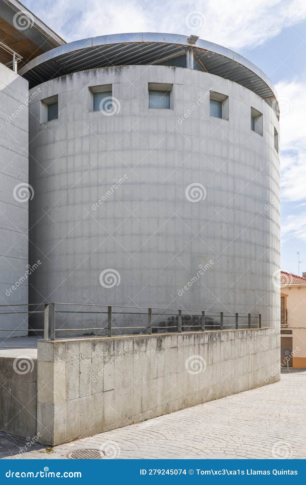 Facade of a Building with a Circular Construction Stock Photo - Image ...