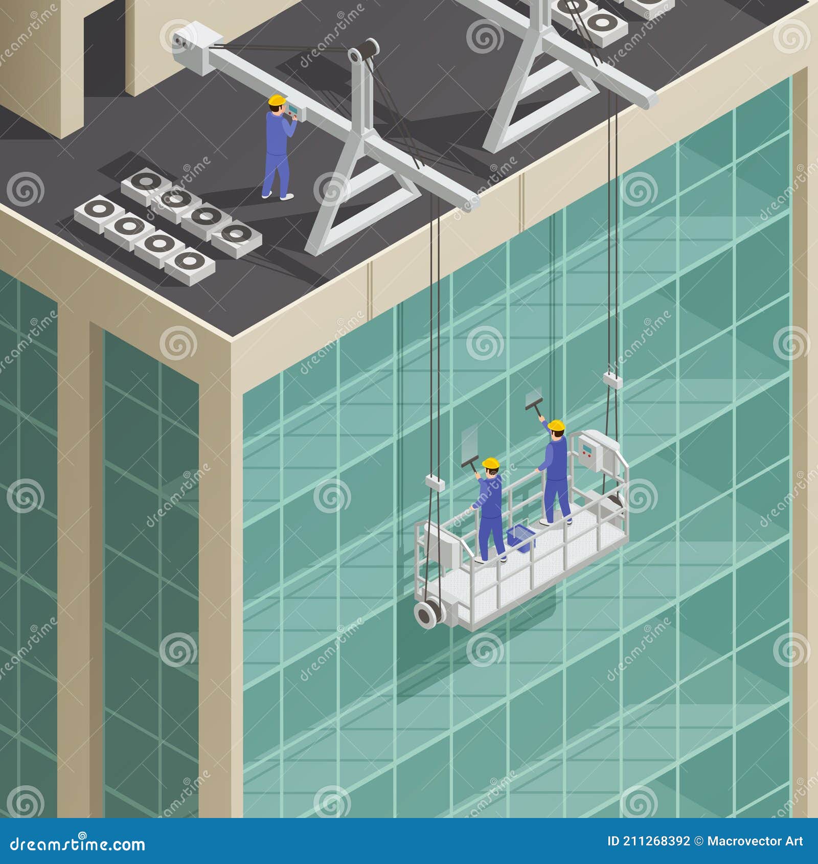 Facade Building Cleaning Isometric Composition Stock Vector ...