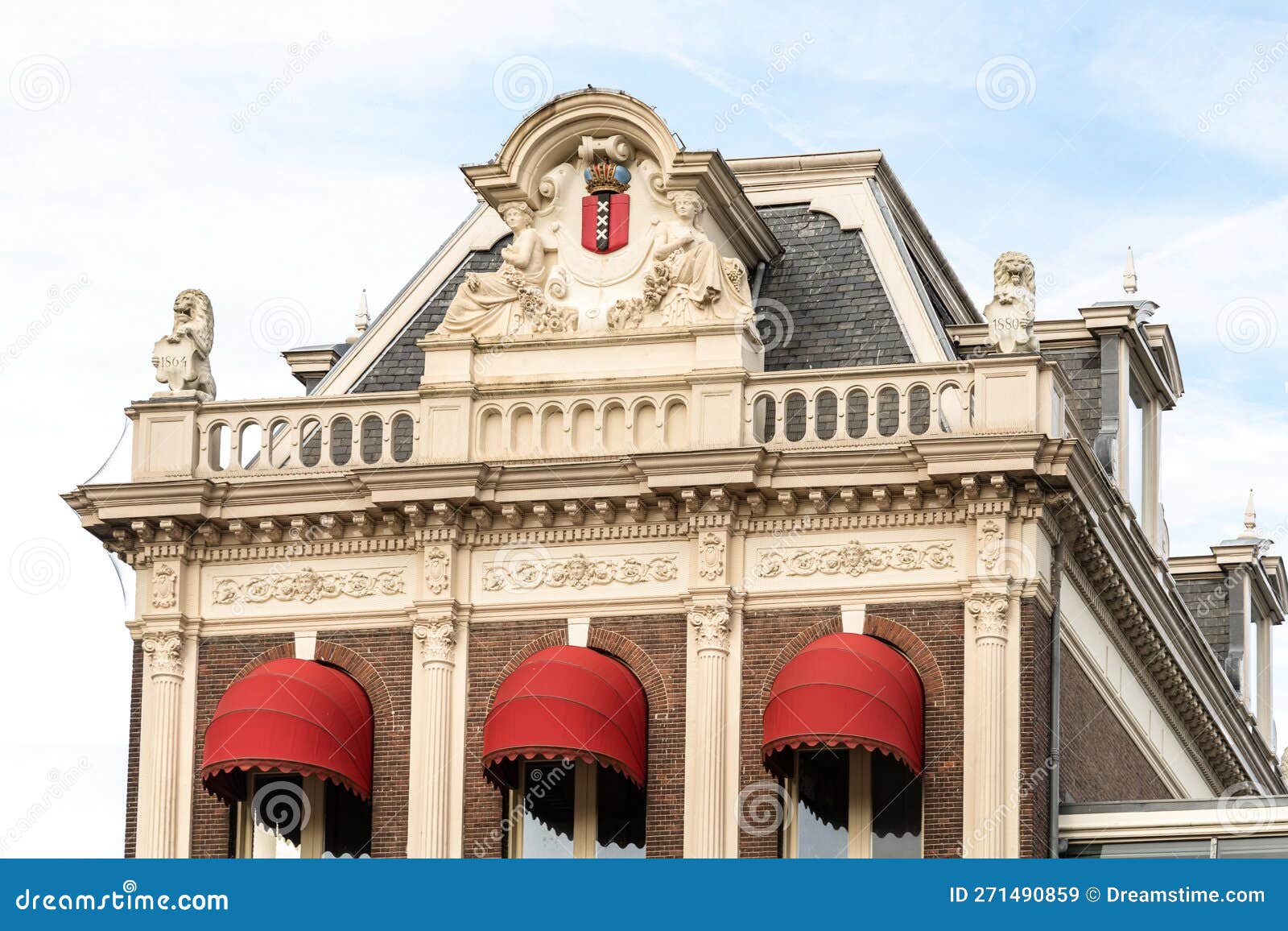 The Facade of a Building with a Clock on Top Editorial Stock Image ...