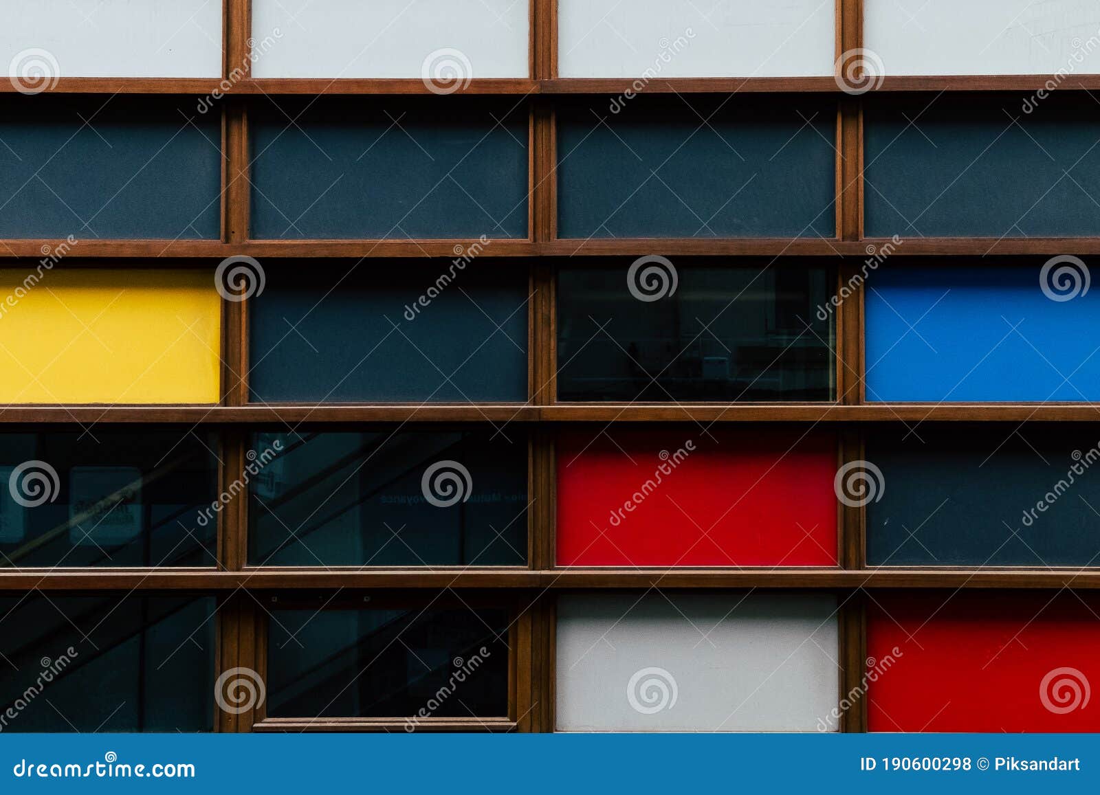 Facade of a Building with Colored Rectangles Stock Photo - Image of ...