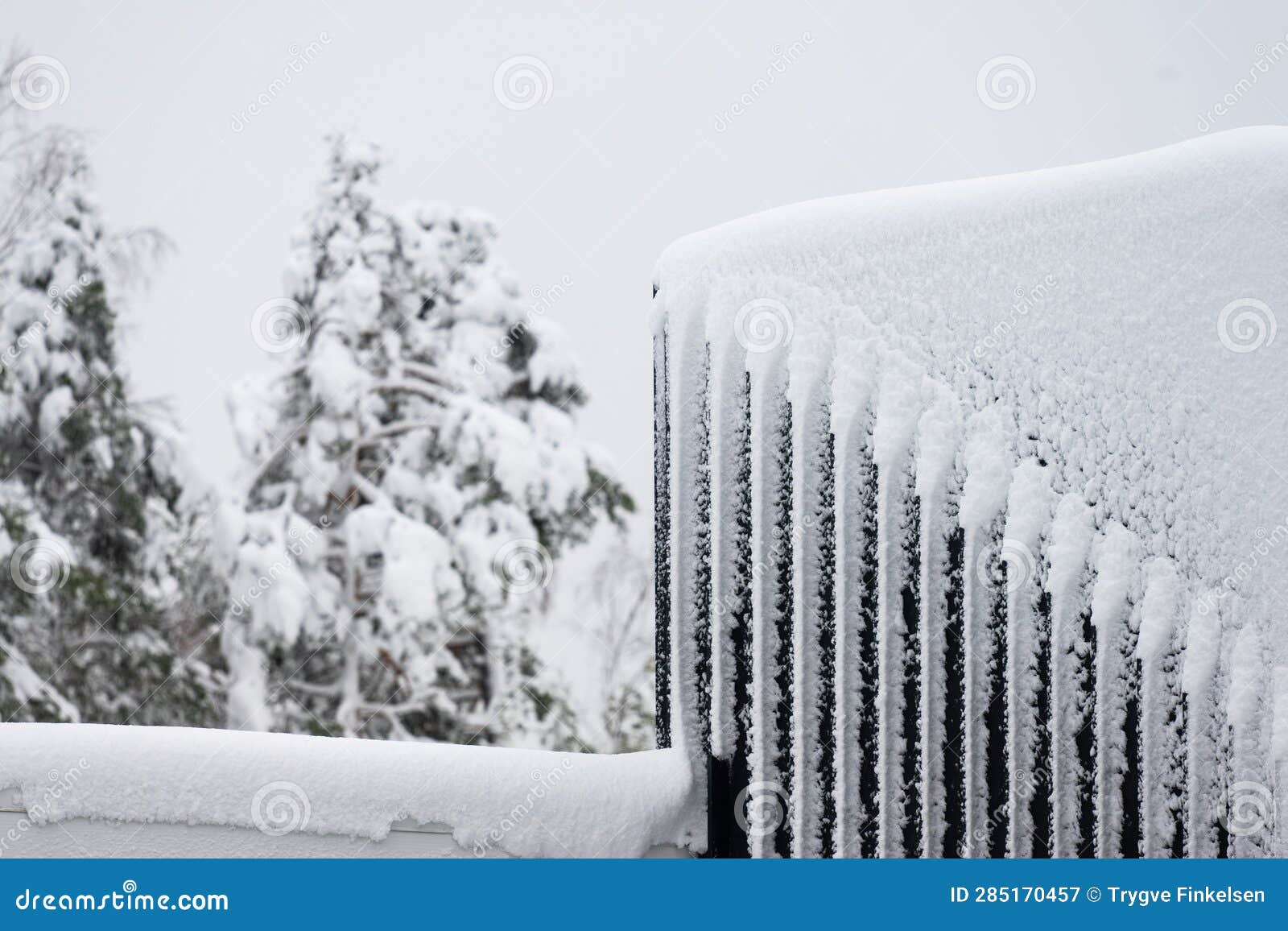 Facade of a Building Covered in Snow.. Stock Image - Image of ...