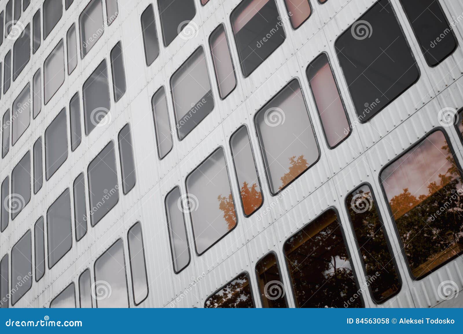 Facade of Building with Curved Windows Stock Photo - Image of city ...