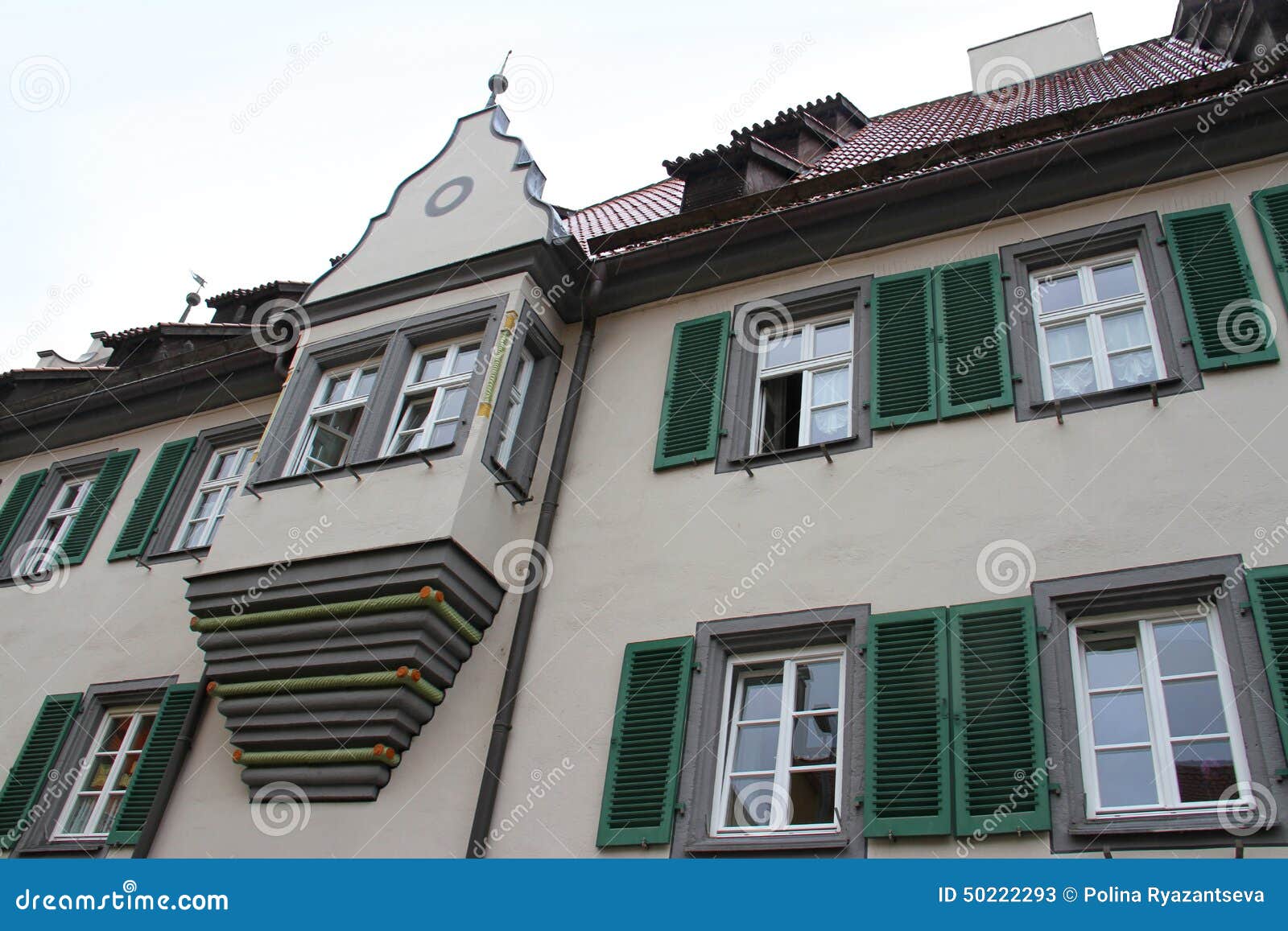 Facade of Building in Germany Stock Image - Image of restored, green ...