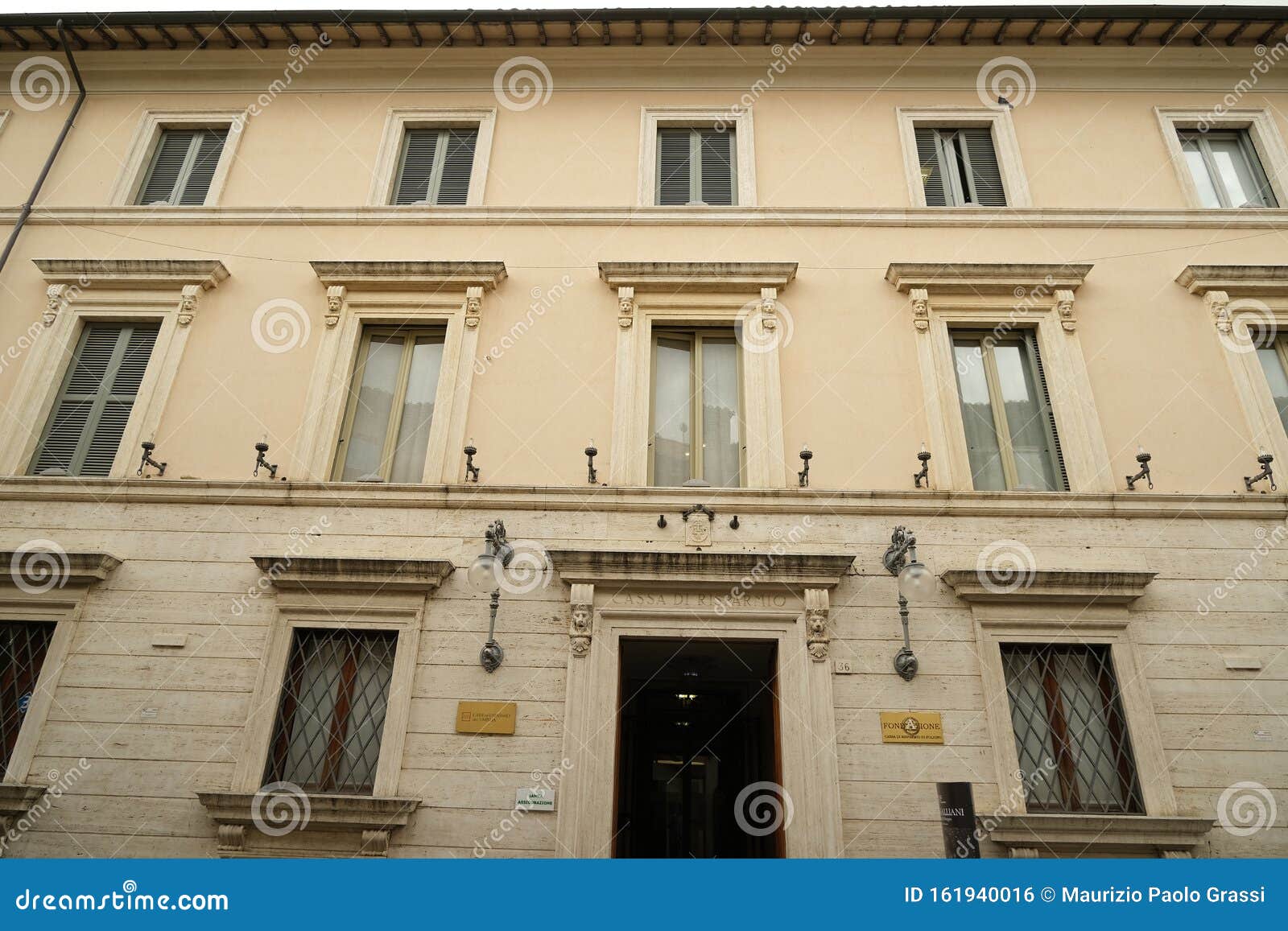 Facade of the Building that Houses the Cassa Di Risparmio Di Foligno ... Facade of the Building that Houses the Cassa Di Risparmio Di Foligno ...