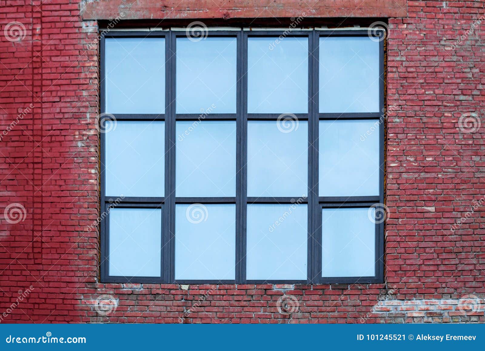 Facade of the Building with a Large Square Window Stock Image - Image ...