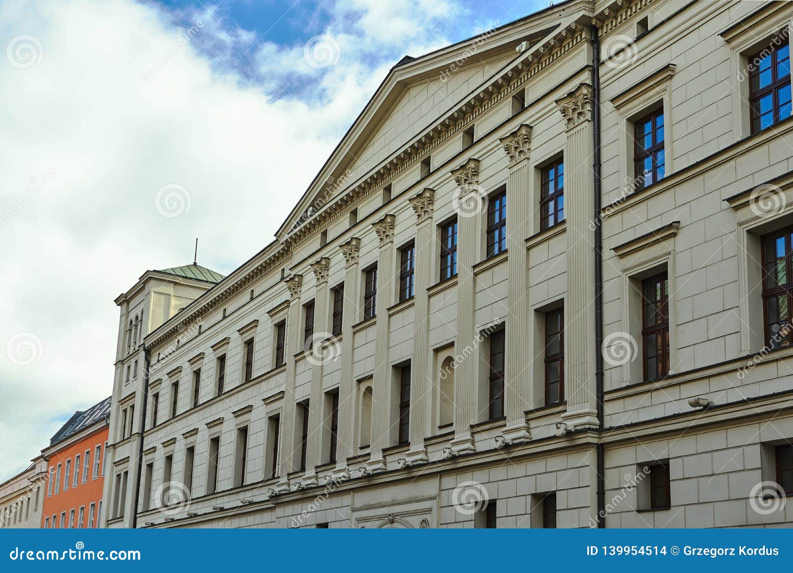 Facade of the Building in the Neoclassical Style with a Portico Crowned ...