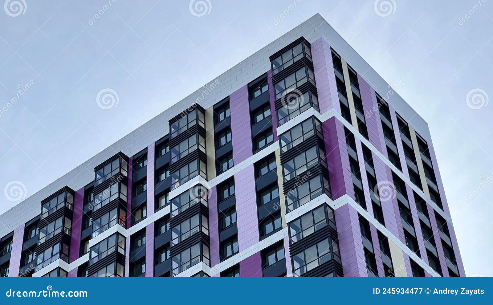 The Facade of the Building in Purple,geometric Patterns from Windows ...
