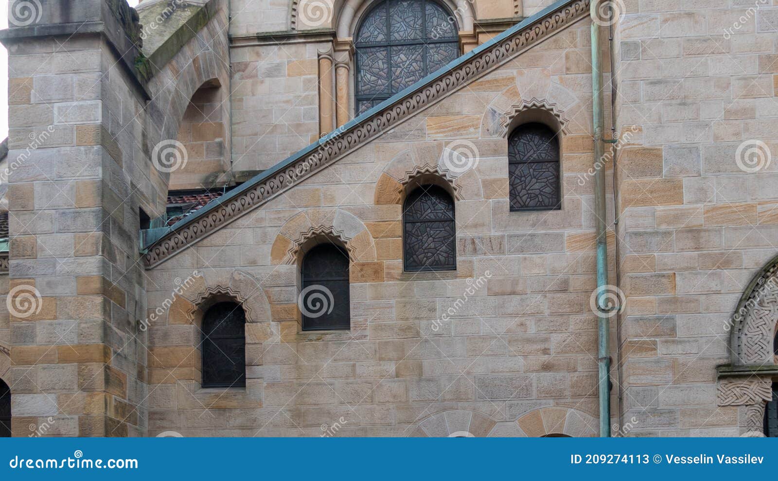 The Facade of a Church Complex Up Close. Stock Image - Image of church ...