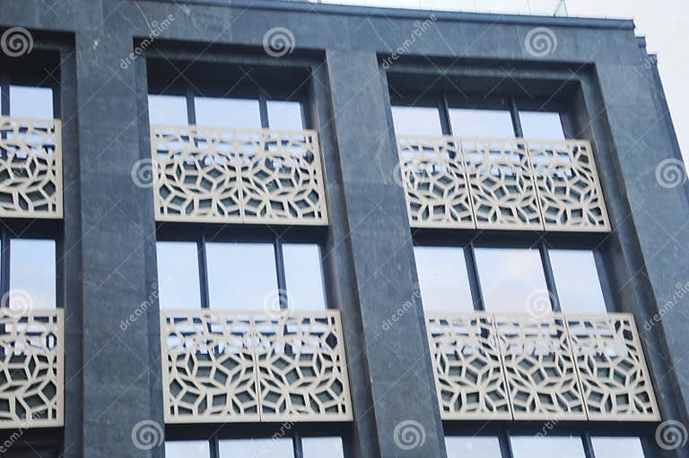 Facade Cladding of the Building. Decorative Panels with an Openwork ...