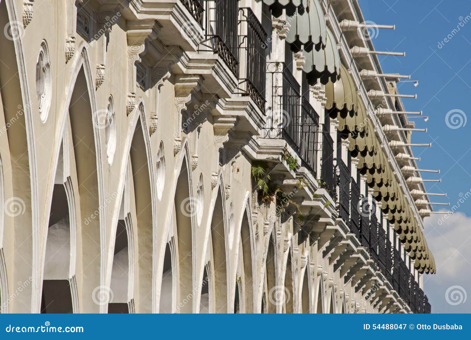 Facade of Colonial Style Building Stock Image - Image of arches, facade ...