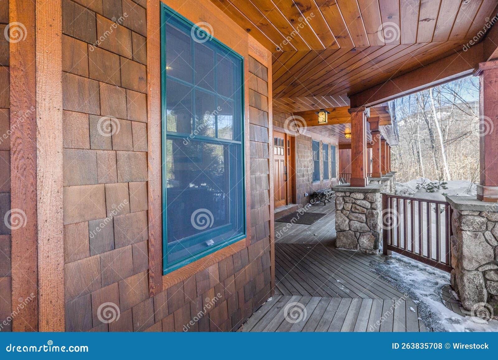 Facade of a Contemporary Rustic Home in the Mountains Stock Photo ...