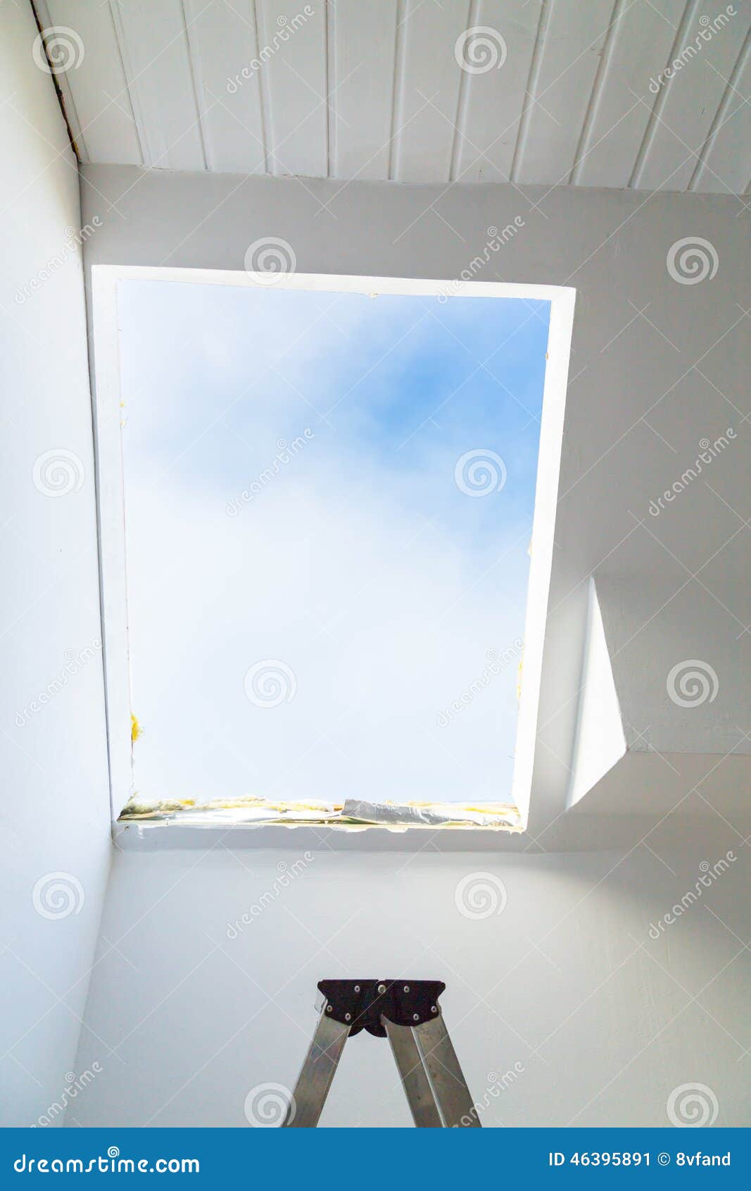 Facade with Converted Attic Windows from the Inside Stock Image - Image ...