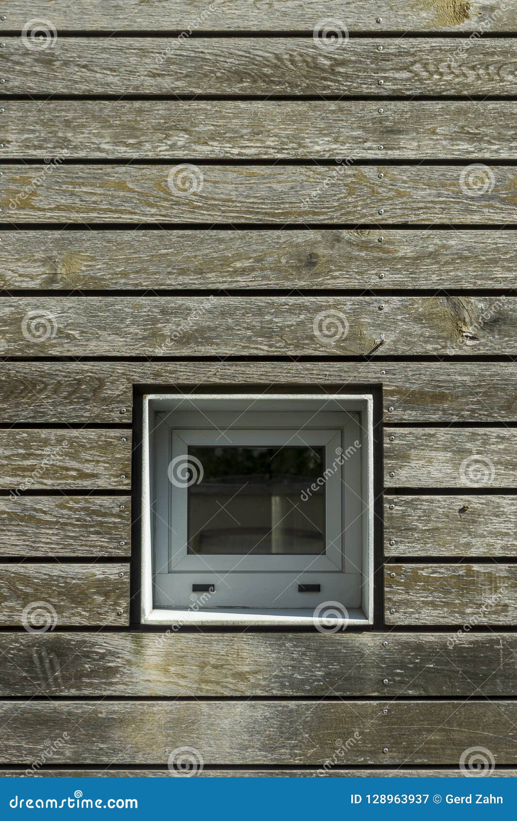 Facade Cutout with Wooden Paneling and Small Square Window. Back Stock ...