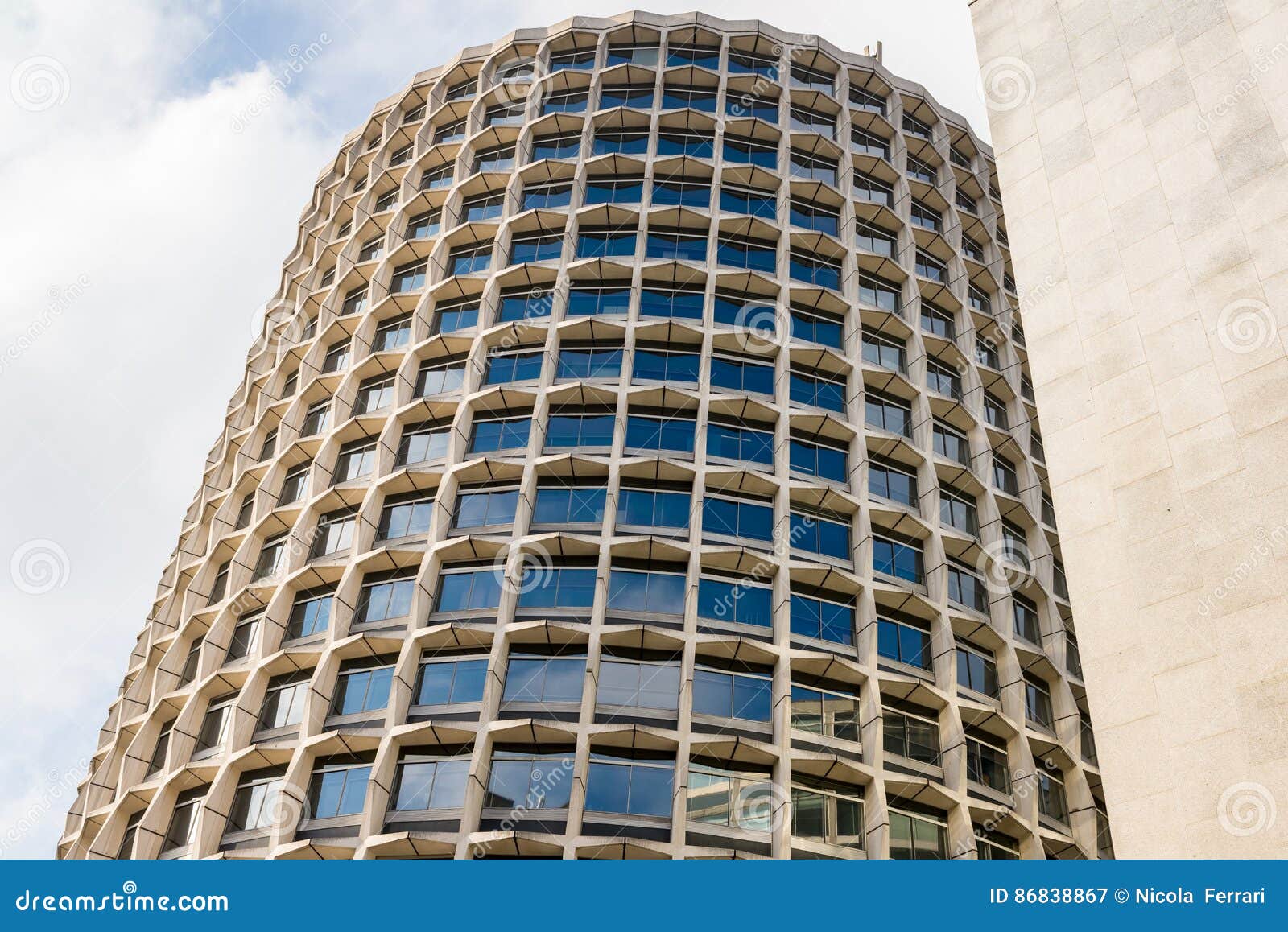 Facade of a Cylindrical Office Skyscraper Stock Image - Image of ...