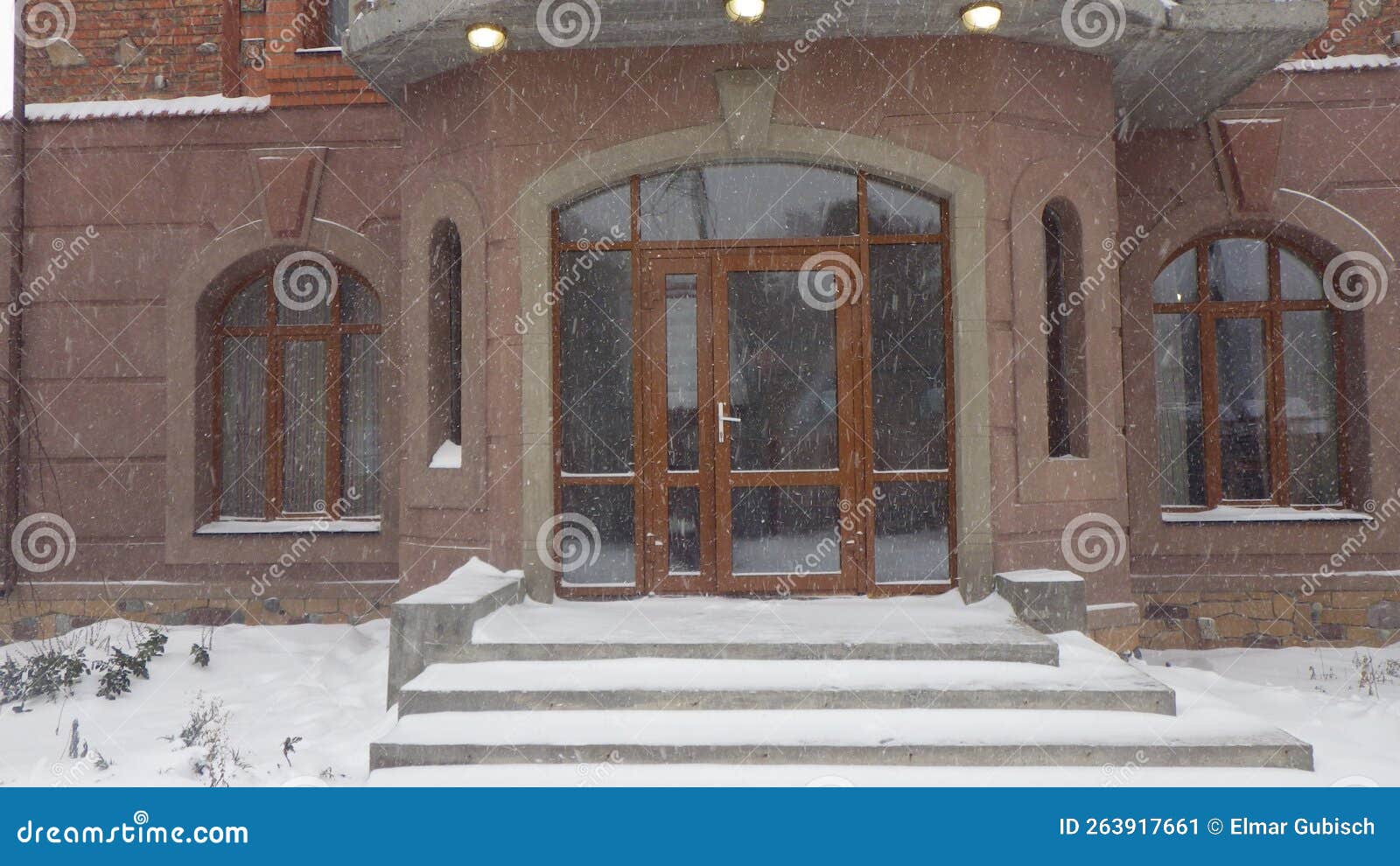 Facade Design of a Building in Winter Stock Image - Image of space ...