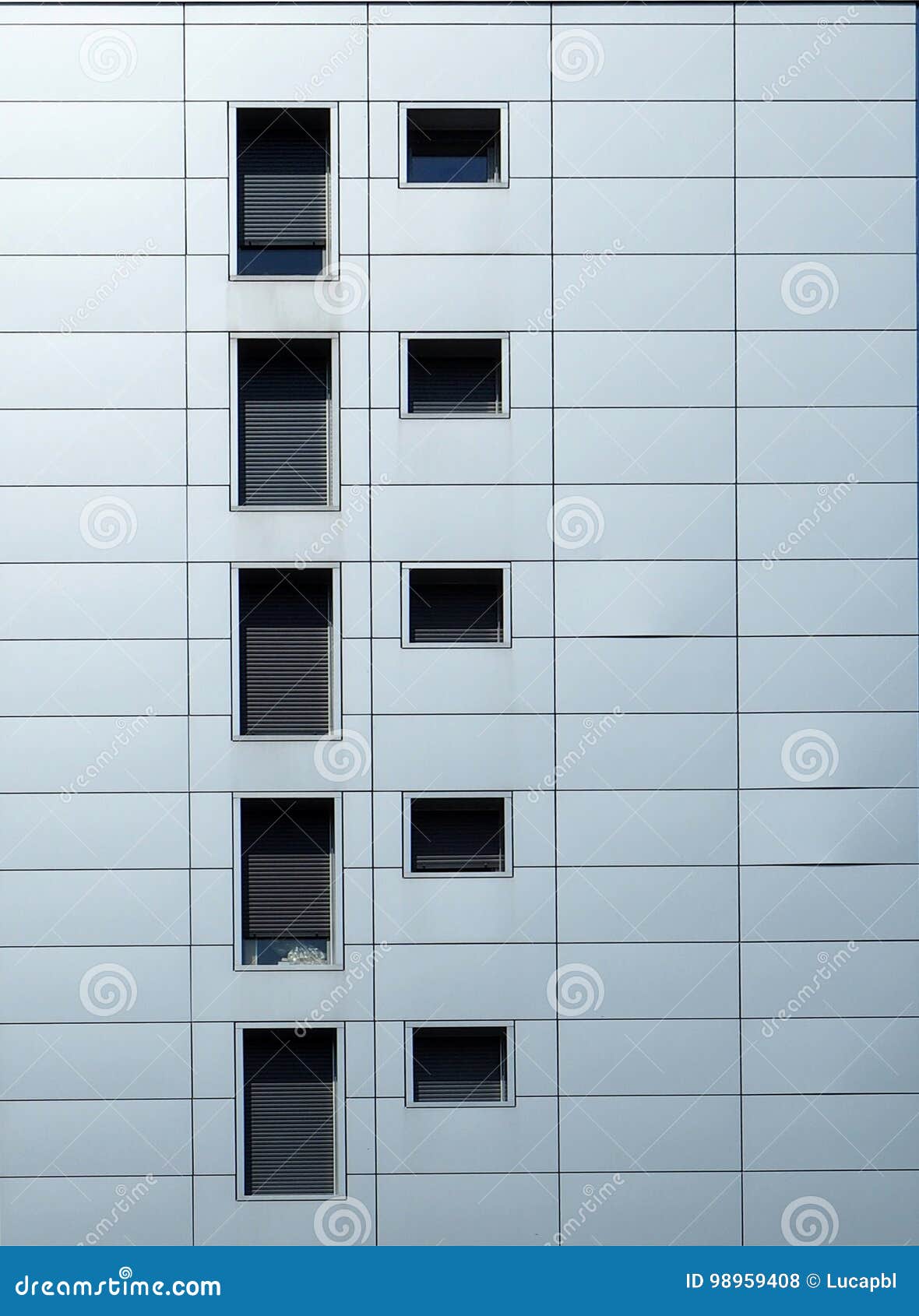 Facade Detail of Aluminum Composite Panel with Windows of Two Different ...