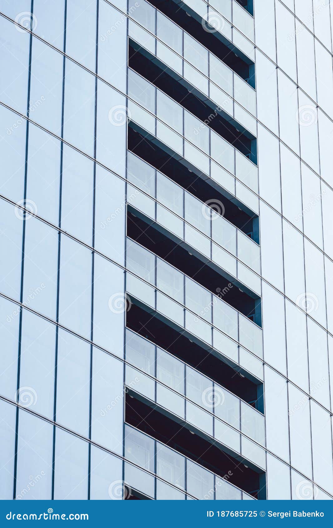 Facade of a Glass Building with Open Walkways Stock Image - Image of ...