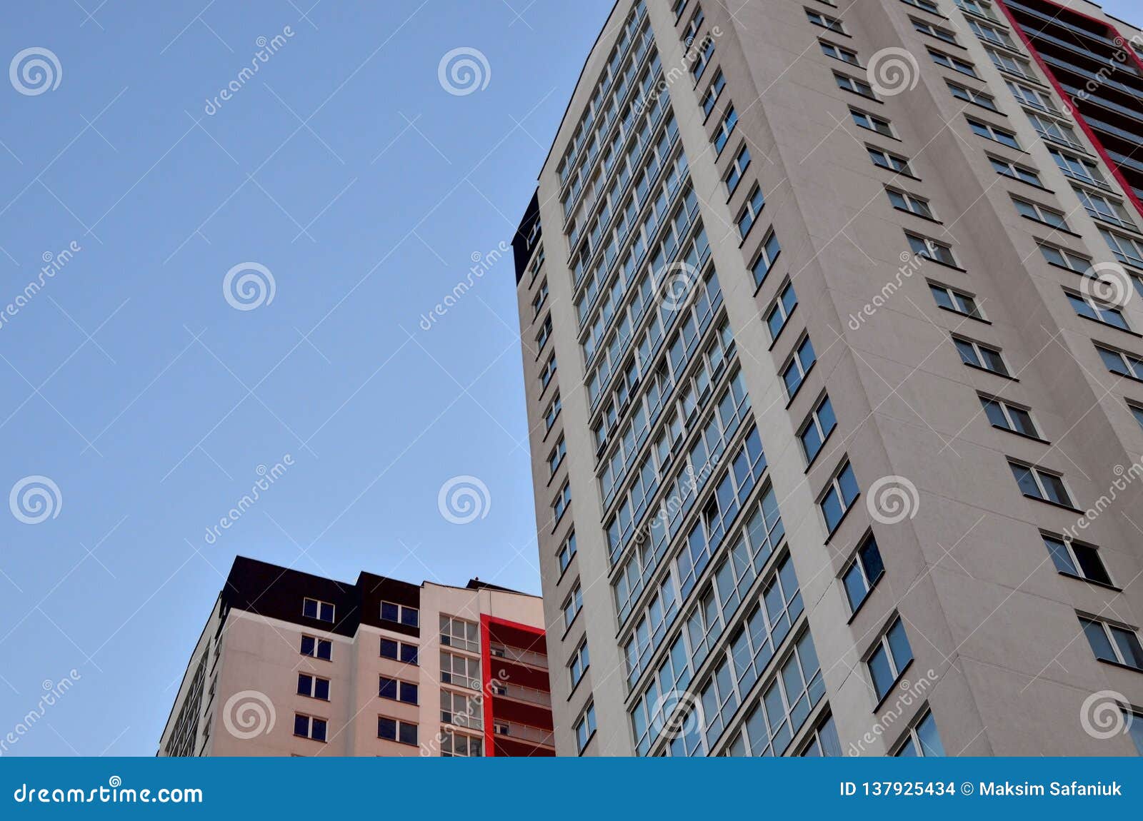 The Facade of a High-rise Building with Windows and Balconies. Stock ...