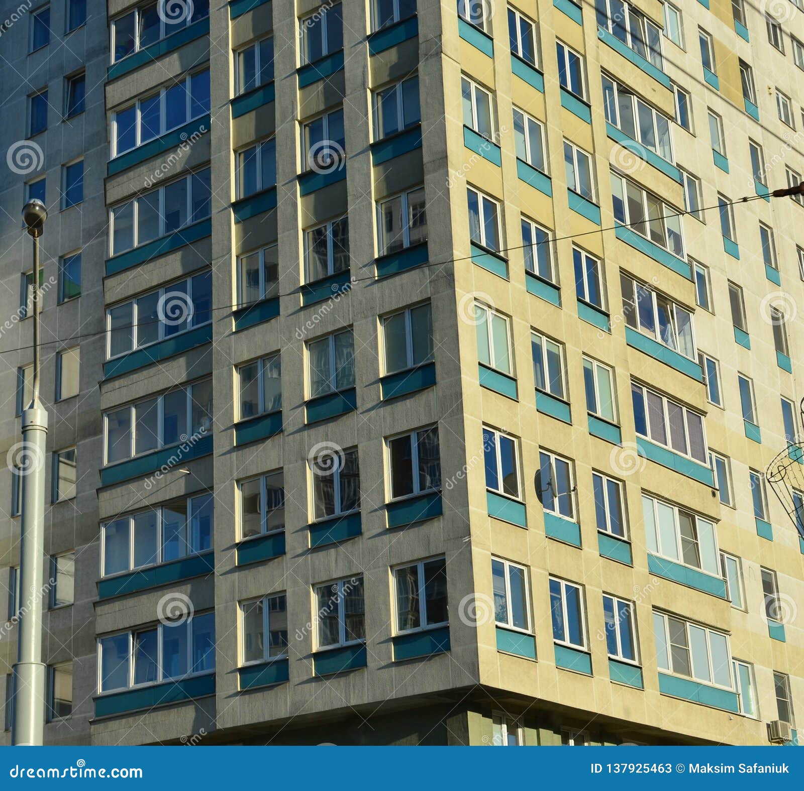 The Facade of a High-rise Building with Windows and Balconies. Stock ...