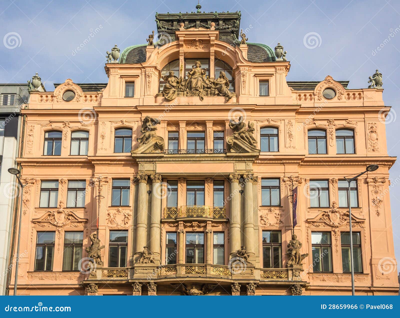 Facade of Historical Building in Prague Stock Photo - Image of ...