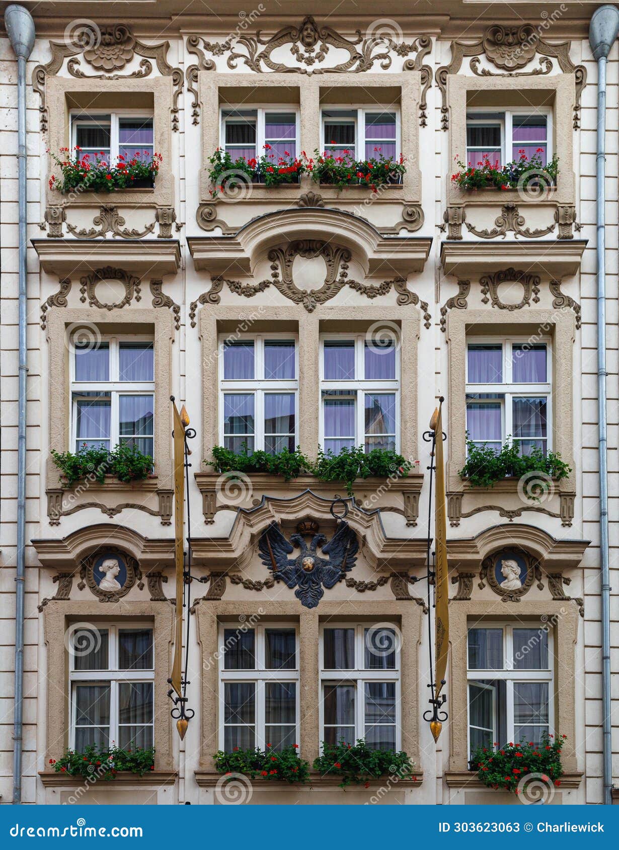 Facade of Historical Building in Prague. Editorial Stock Photo - Image ...