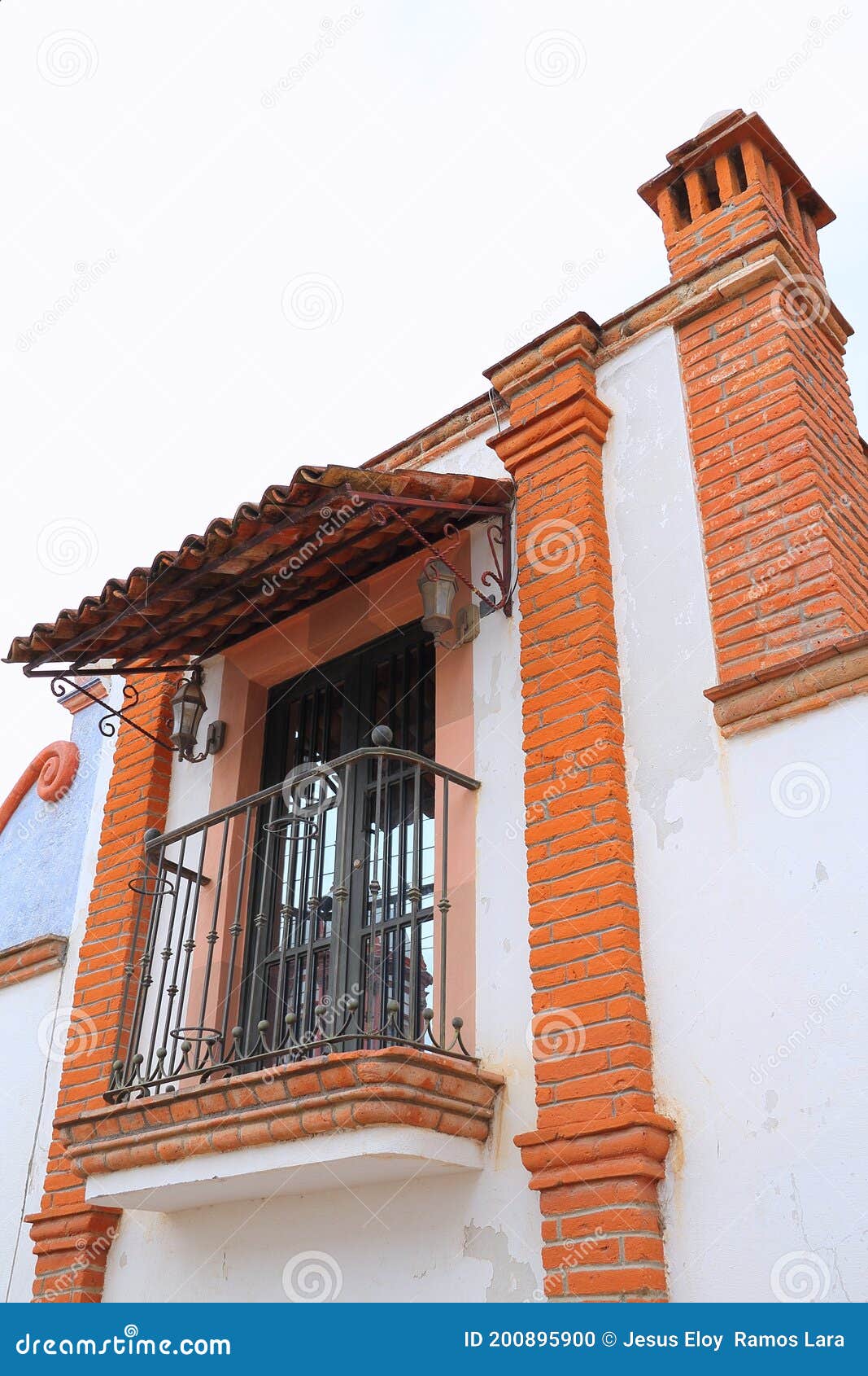 House with Balcony and Chimney in Valle De Bravo, Mexico Stock Photo ...