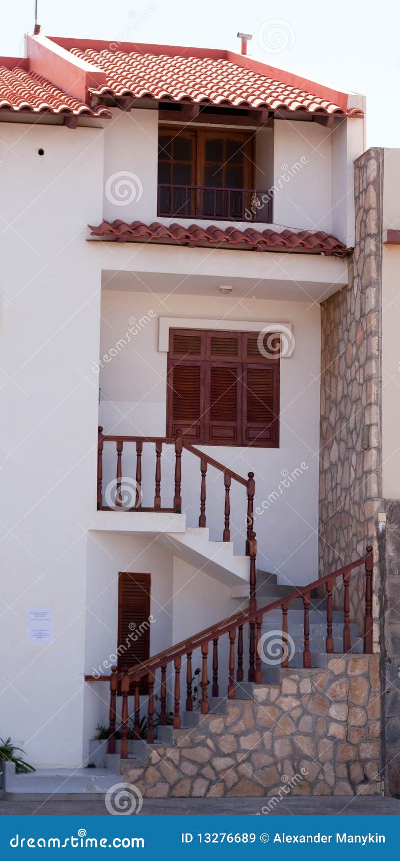 Facade of the House with a Ladder Stock Image - Image of entrance ...
