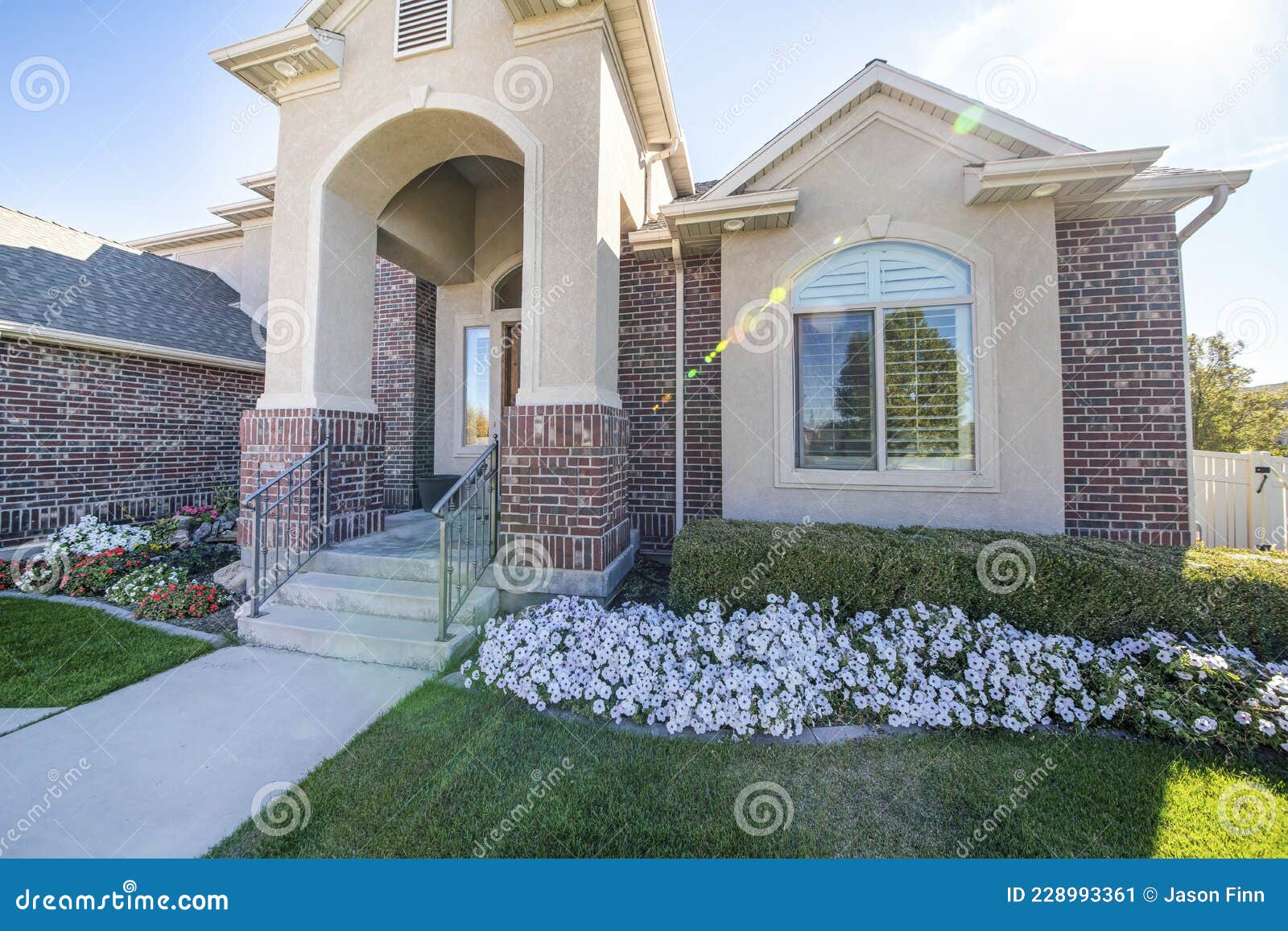 Facade of a House with Nice Beautiful Landscape Garden at the Front ...