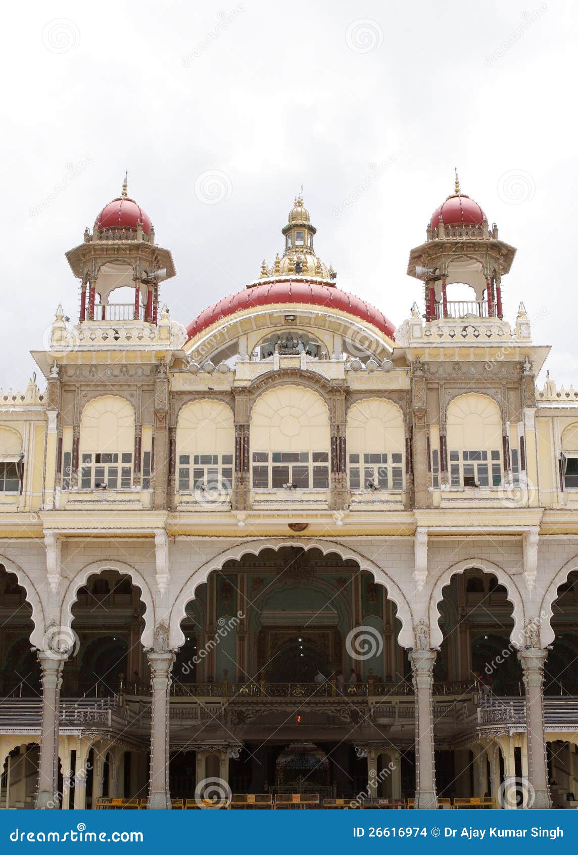 The Facade If Mysore Palace Showing Beautiful Arch Stock Photo - Image ...
