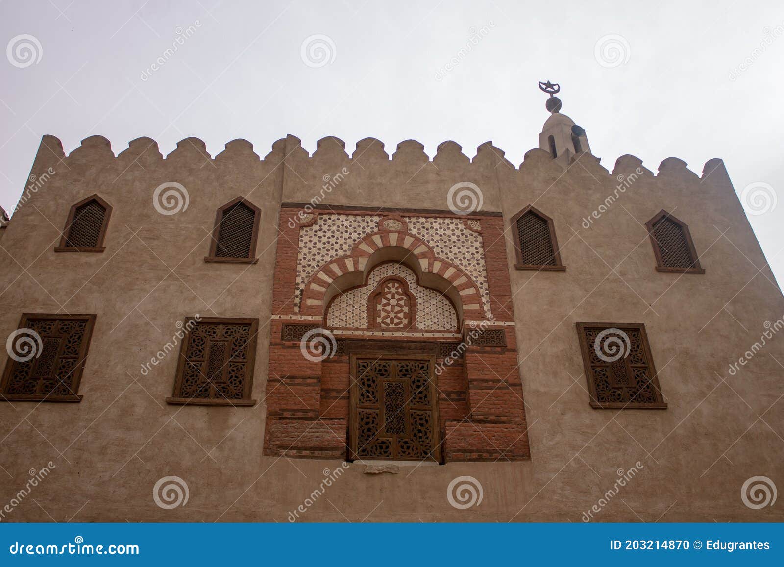 Facade of islamic temple stock photo. Image of landmark - 203214870