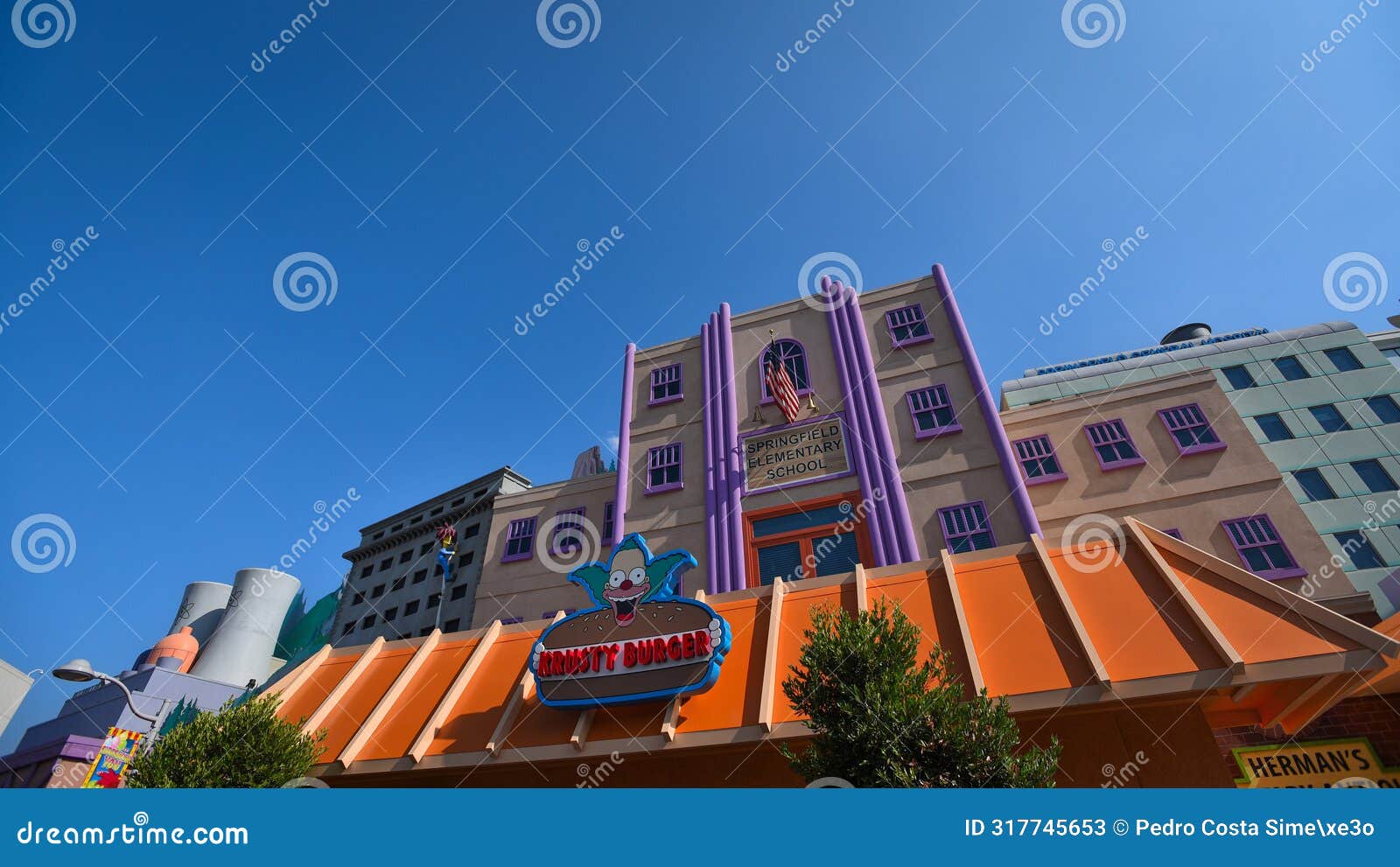 The Facade of Krusty Burger and Springfield Elementary School from the ...