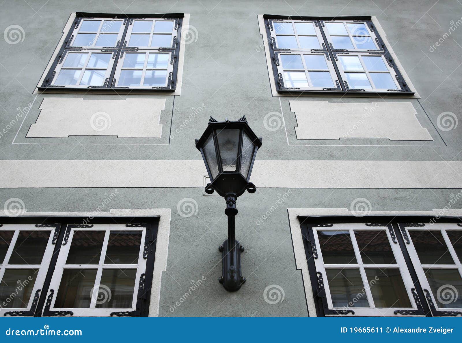 Facade with a Lamp Post in Perspective Stock Image - Image of ...