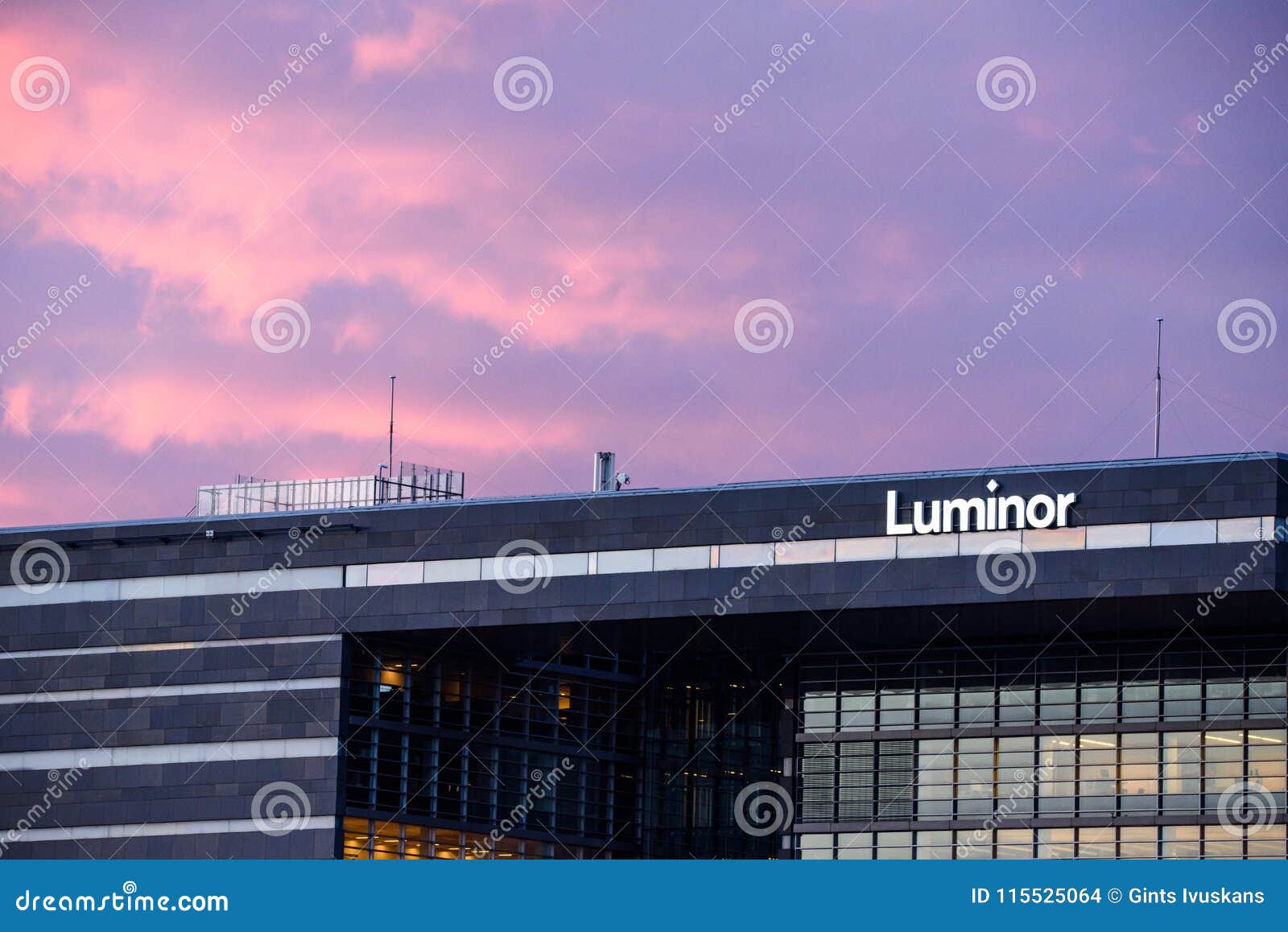 Facade of Luminor Bank Building, during Sunset Editorial Stock Image ...