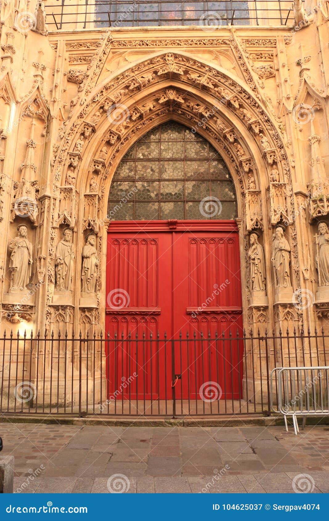 Red Door of the Medieval Church Stock Image - Image of house ...