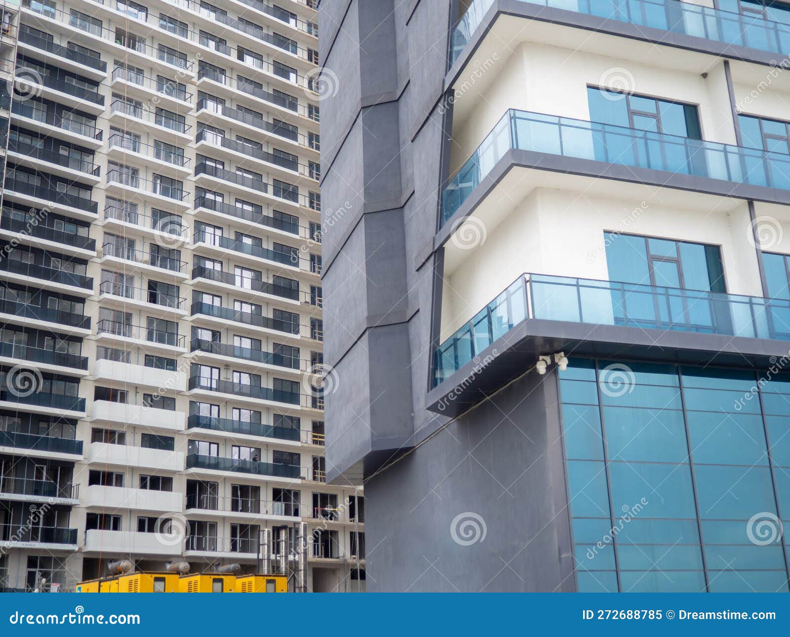 Facade of a Modern Blue House. New House. Windows Pattern Stock Image ...