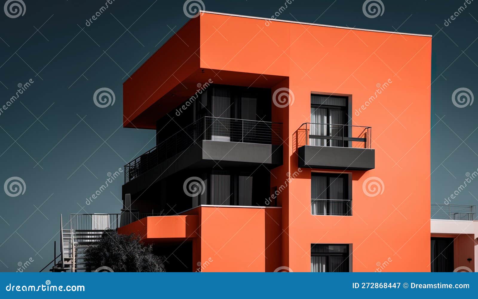 Facade of a Modern Building in Color Stock Illustration - Illustration ...