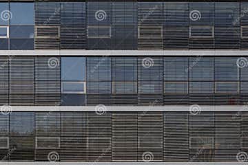 Facade of Modern Building with Detail Horizontal Outer Louver and ...