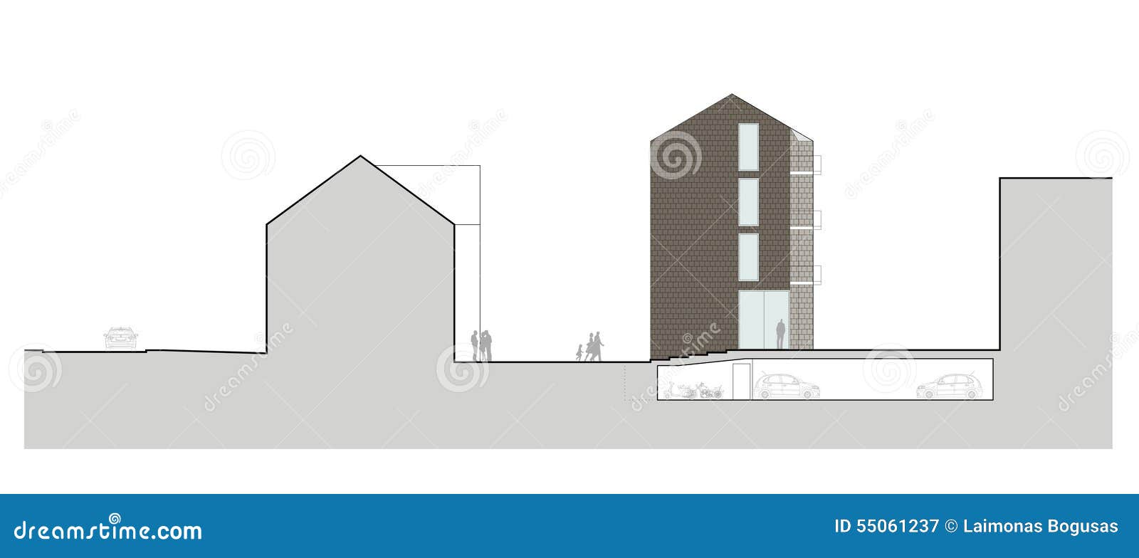 Facade of the Modern Building Stock Illustration - Illustration of ...