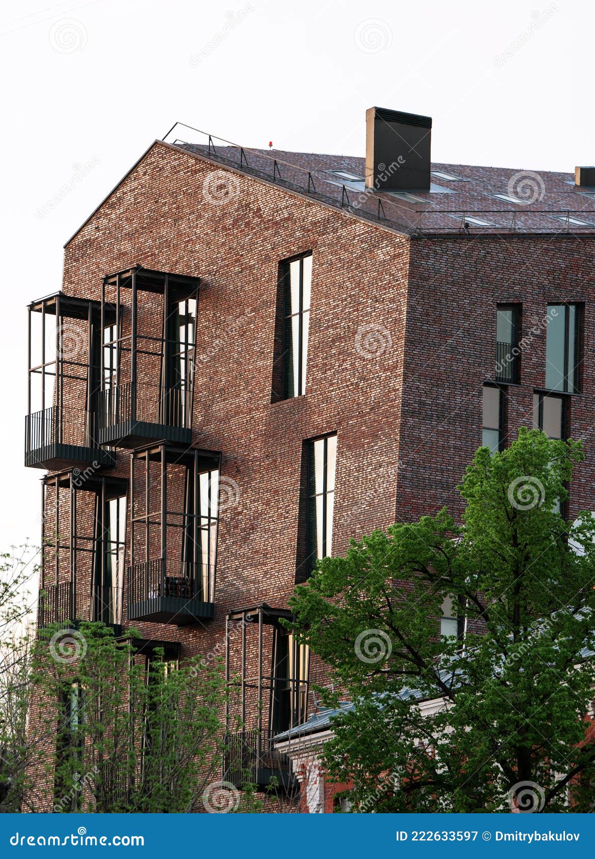 Facade Of A Modern City Brick Building. Texture Materials. High Windows ...